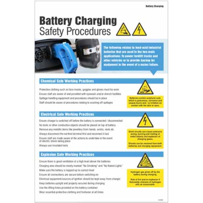 Battery charging safety checklist poster - 174 PPE